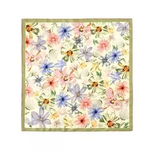 ASYII Neutrals / Printed Floral Silk Twill Square - Pink