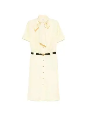 Versace Greca-jacquard Midi Shirt Dress - Yellow