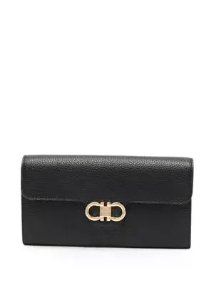 FERRAGAMO Double Gancini Leather Clutch Bag - Black