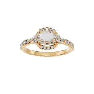 AYA FINE JEWELRY Oval Lab Diamond Halo Ring In Solid 14k Gold - Yellow