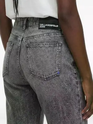 Karl Lagerfeld Logo-patch Washed Cut-out Jeans - Grey
