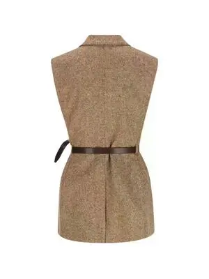 Brunello Cucinelli Belted Double-breasted Waistcoat - Brown