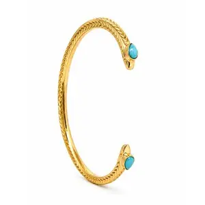 POUPETTENYC Double Head Snake Cuff Turquoise - Gold
