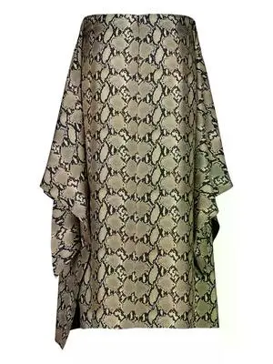 PAULA Snakeskin-print Wrap Skirt