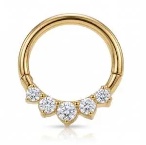 Zahav Jewelry 10k Solid Cubic Zirconia Clicker Hoop - Gold