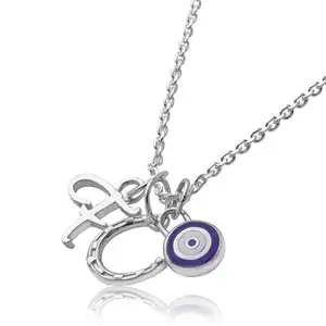 CARTOGRAPHY Sterling Silver Horseshoe And Evil Eye Necklace - Blue/silver