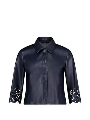 BETTY BARCLAY Classic-collar Perforated-detail Jacket - Blue