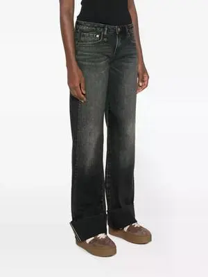 R13 Effie Cuffed Jeans In Faded Wash - Black