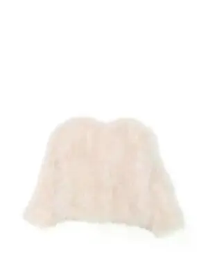 LISKA Feather Trim Jacket - Neutrals