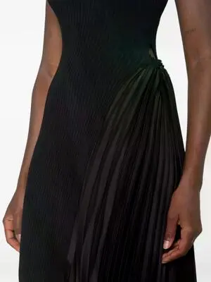 Emporio Armani Ribbed Knit Midi Dress With Pleated Panel