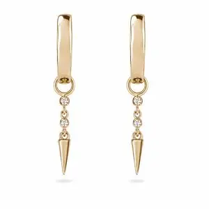 ZOHREH Diamond Drop Spike Hoop Earrings In 9k - Gold