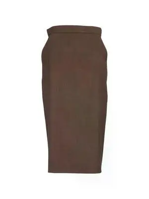 Max Mara Wool Gabardine Pencil Skirt - Brown