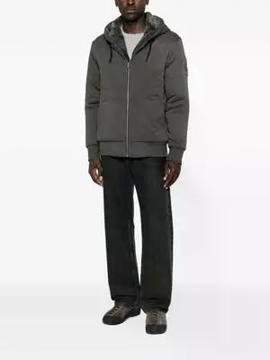 Moose Knuckles Logo Patch Zip-up Hoodie - Grey