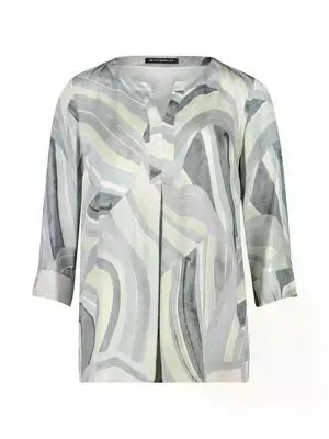 BETTY BARCLAY Abstract-print Three-quarter-sleeve Top - Green