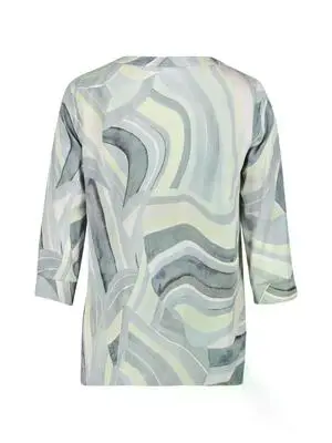 BETTY BARCLAY Abstract Print V-neck Three-quarter Sleeve Top