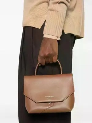 Emporio Armani 1981 Logo Print Leather Clutch Bag - Brown