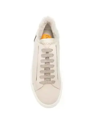 DOUCAL'S Shearling Trim Leather Sneakers