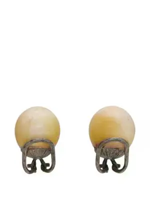 Vintage Bead Clip-on Earrings - Grey