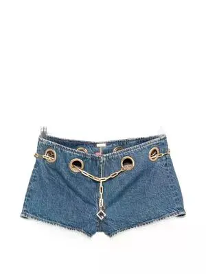Cult Gaia Baba Chain-belt Denim Shorts - Blue