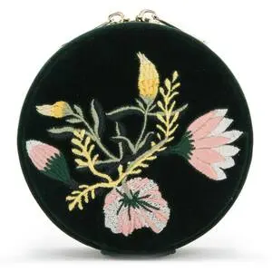 Wolf Zoe Travel Jewellery Round Zip Case Forest - Green
