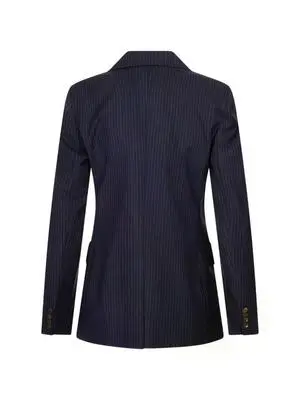 Max Mara Plain-weave Wool Double-breasted Jacket Navy
