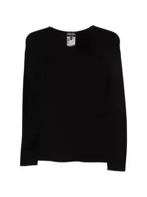 Giorgio Armani Fine-knit Round-neck Sweater - Black