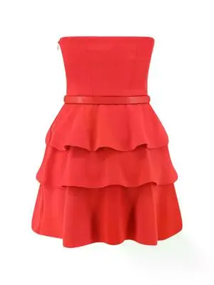Elisabetta Franchi Strapless Mini Dress With Gold-tone Logo Plaque - Red