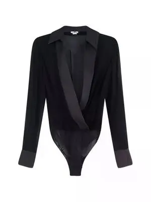 Elisabetta Franchi Wrap-style Long-sleeved Bodysuit - Black