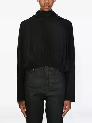 Rick Owens Cropped Hooded Top - Black