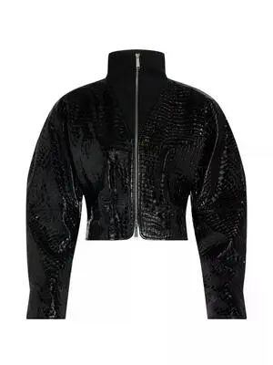 Karl Lagerfeld Karl Studio Croc Leather Jacket - Black