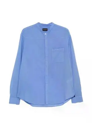 Emporio Armani Mandarin-collar Chest-pocket Shirt - Blue