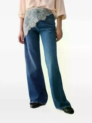 Liu Jo High Waist Flare Jeans With Lace Detail
