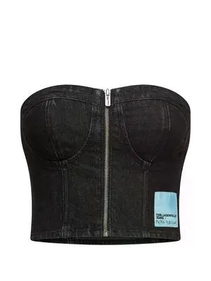 Karl Lagerfeld X Pietro Terzini Denim Bandeau Top - Black