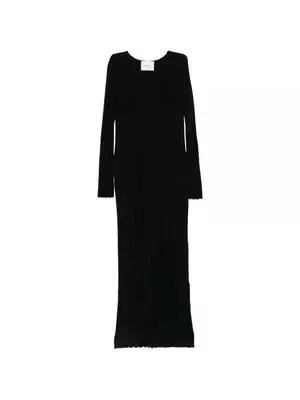 LISA YANG Ribbed-knit Long-sleeve Maxi Dress - Black