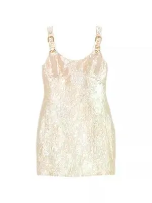 Versace Crushed Buckle-detail Mini Dress - Neutrals