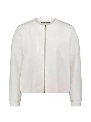 BETTY BARCLAY Zip-up Textured-knit Cardigan - White