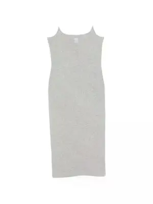 Versace Logo-embroidered Midi Dress - Grey