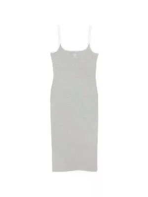 Versace Logo-embroidered Midi Dress - Grey