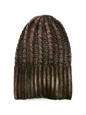 Avant Toi Cable-knit Ribbed Beanie Hat - Brown