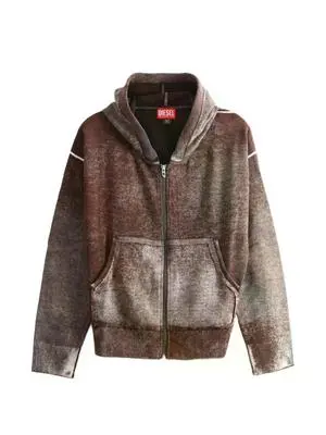 DIESEL® Reverse-print Hooded Cardigan In Wool