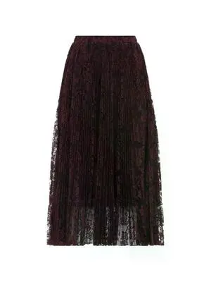 Ermanno Scervino Pleated Lace Overlay Midi Skirt