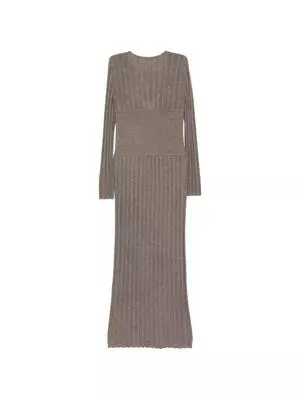 LISA YANG Ribbed-knit Long-sleeve Maxi Dress - Brown
