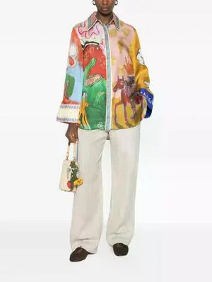 ALEMAIS Graphic-print Silk Shirt