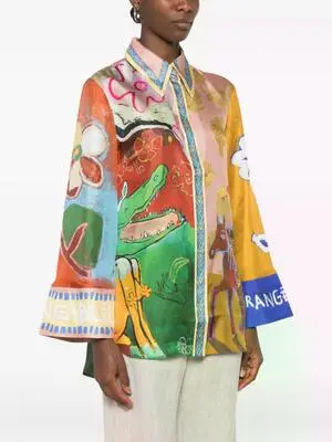 ALEMAIS Graphic-print Silk Shirt