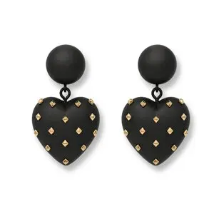 MICHAEL NASH JEWELRY Lavinia Matte Resin Studded Heart Drop Earrings - Black