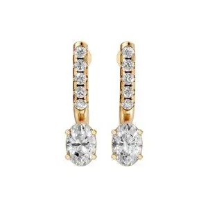 AYA FINE JEWELRY Oval Lab Diamond Drop Hoop Earrings In 14k Gold - Yellow