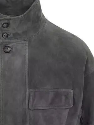 Giorgio Armani Suede-finish Button-up Leather Jacket