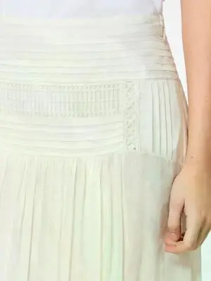 MARANT ETOILE Pylka Crochet-embroidered Pleated Maxi Skirt - White
