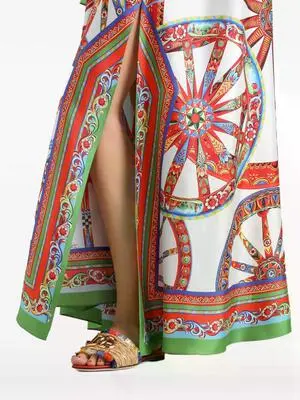 Dolce & Gabbana Carretto-print Long Sleeve Kaftan Dress