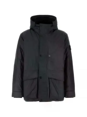 Stone Island Hooded Logo-patch Jacket - Blue